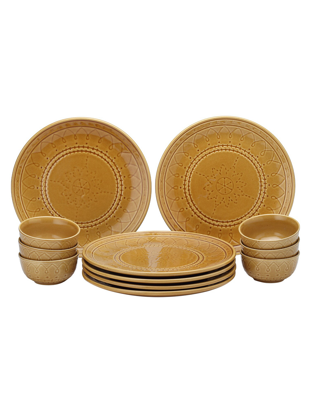 Buy BODHI HOUSE Brown 12 Pieces Ceramic Glossy Dinner Set - Dinner Set ...