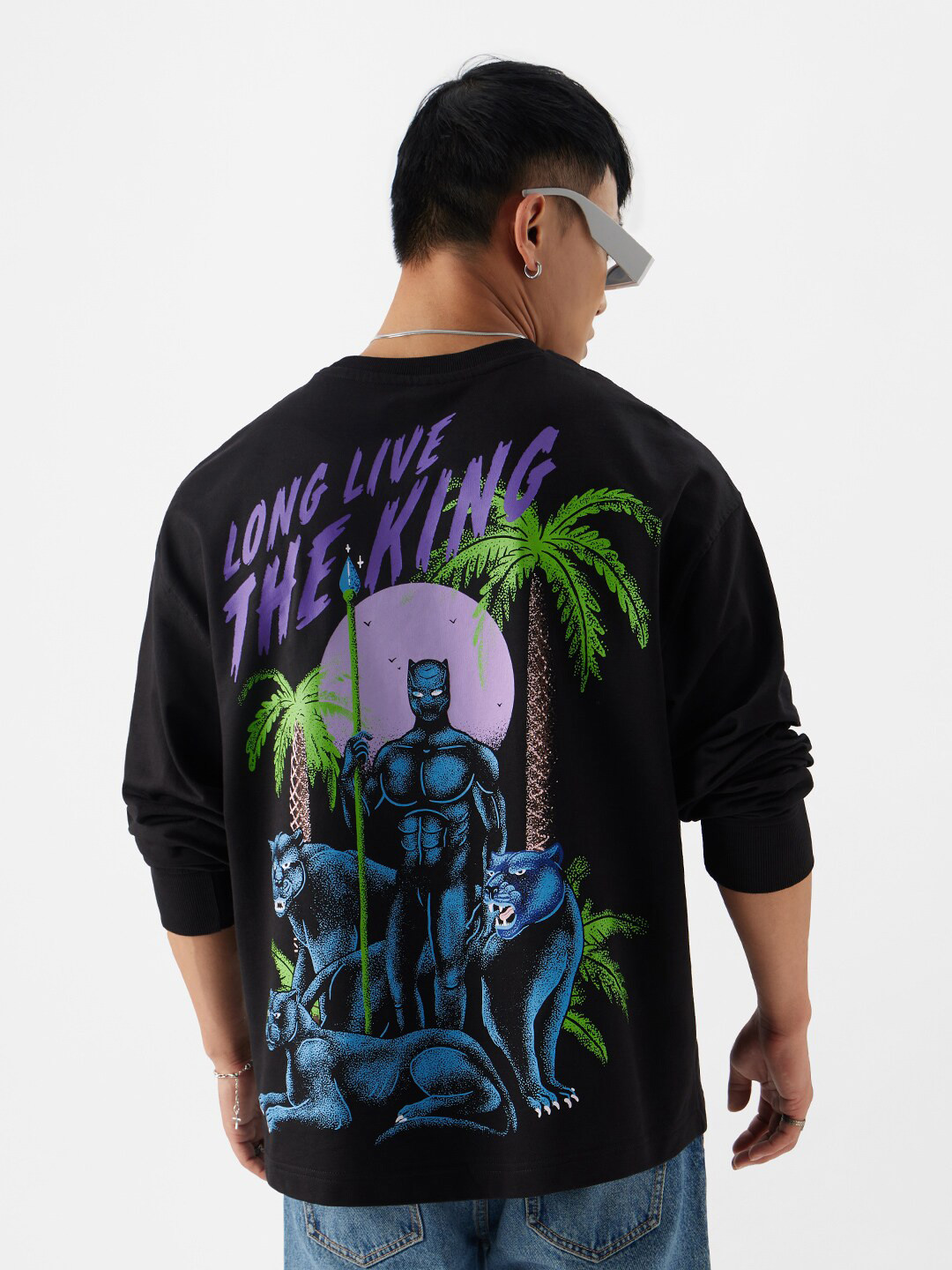 Buy The Souled Store Black Panther Printed Pure Cotton Oversized T ...