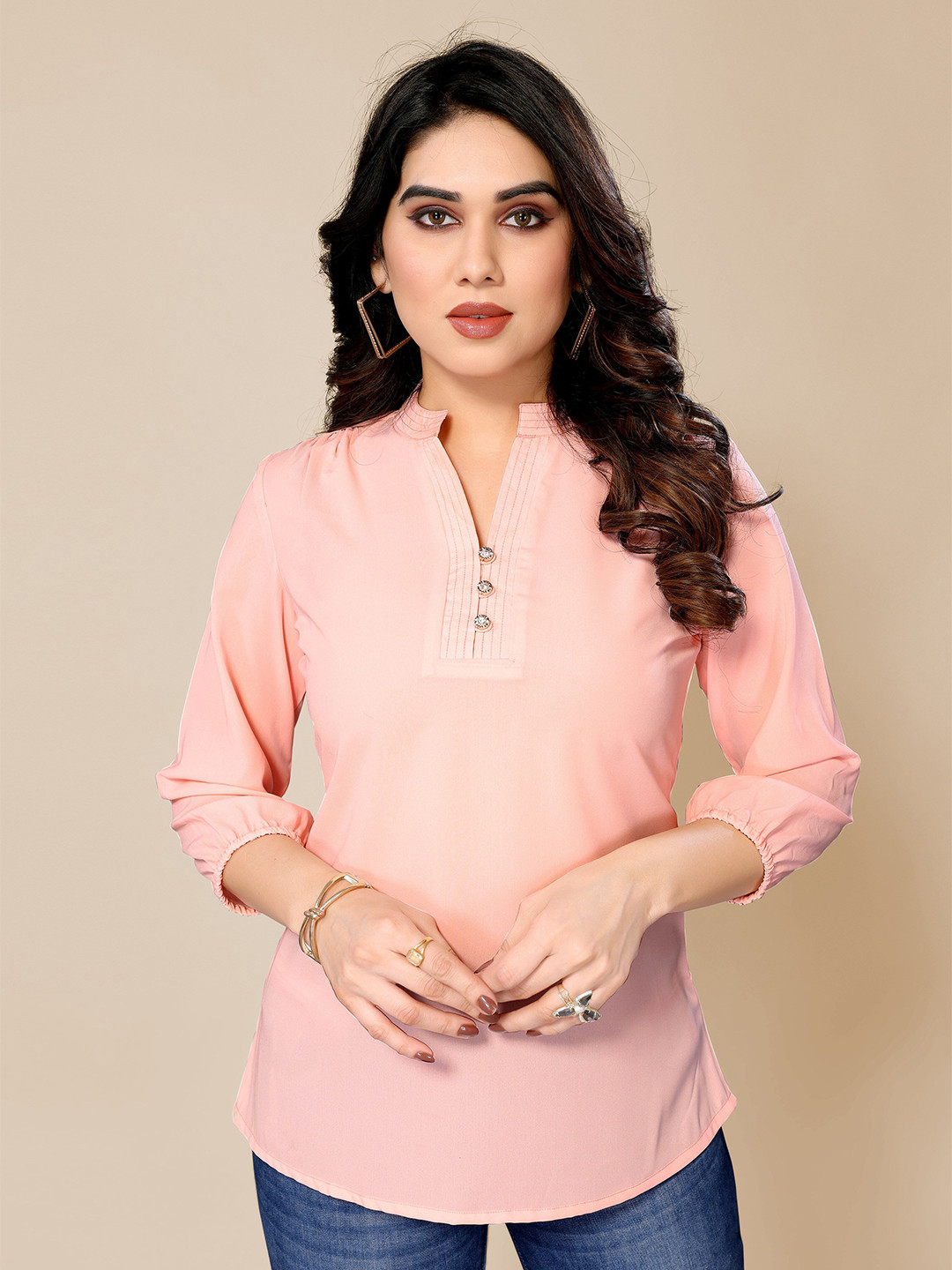 Buy PYARI A Style For Every Story Mandarin Collar Cotton Top - Tops for ...