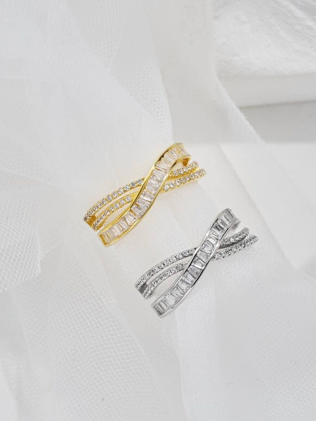 Buy VIEN Silver Plated CZ Studded Adjustable Finger Rings - Ring for ...