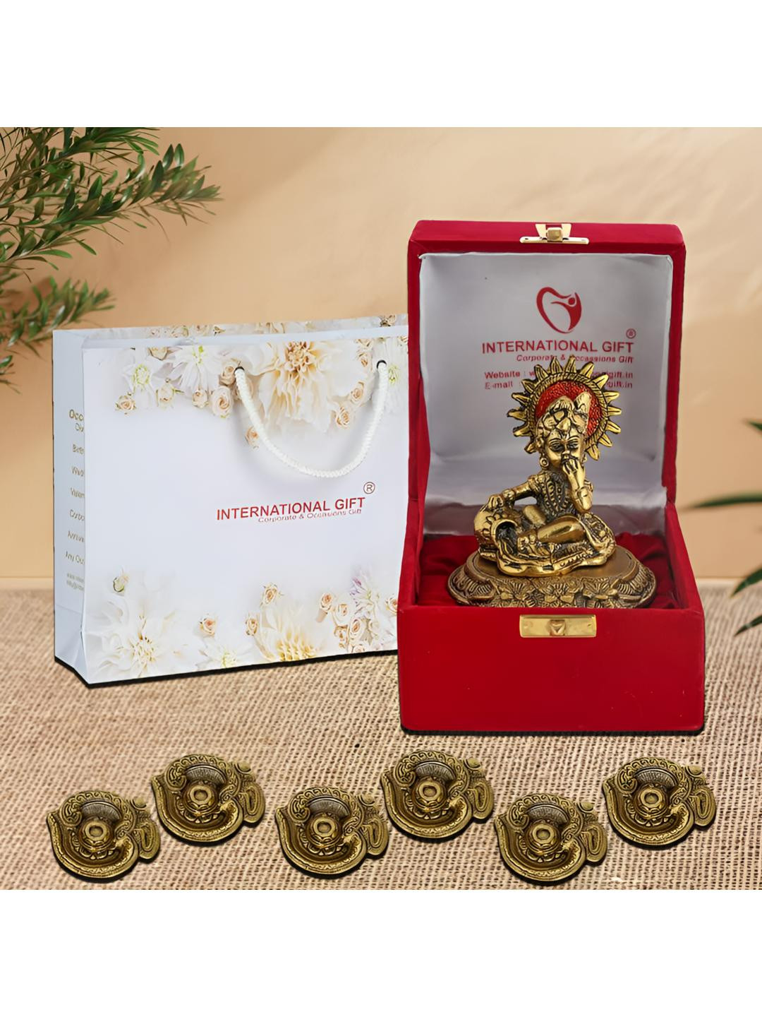 Buy INTERNATIONAL GIFT Gold Toned 2 Pieces Laddu Gopal God Idol Statue ...