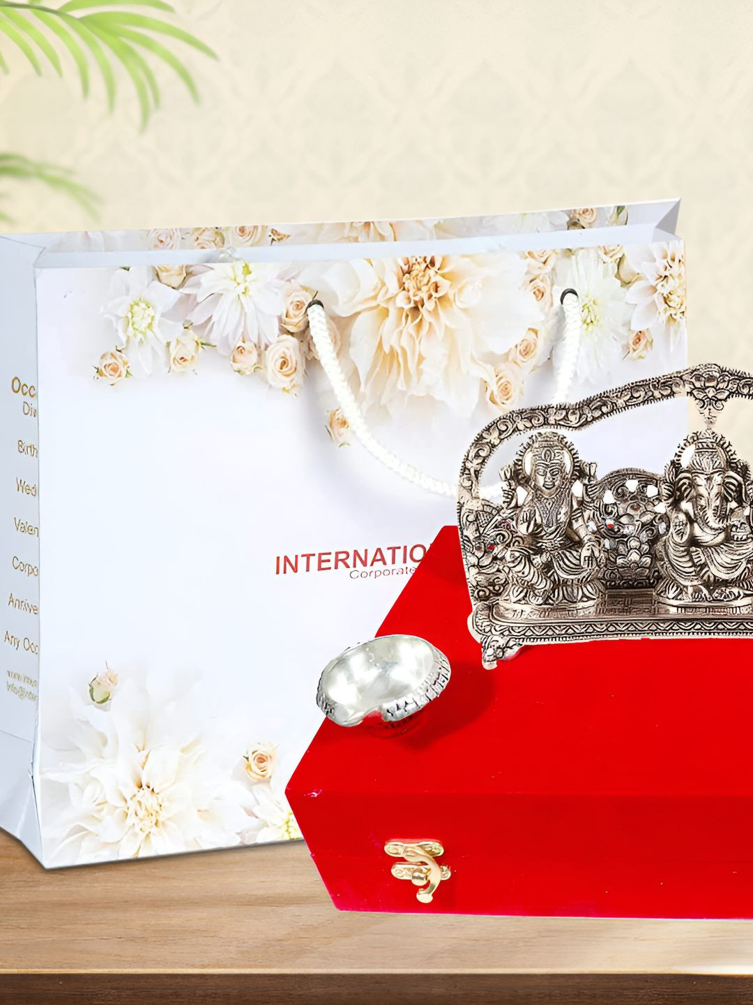 Buy INTERNATIONAL GIFT Silver Toned Laxmi Ganesh Sarswati God Metal ...