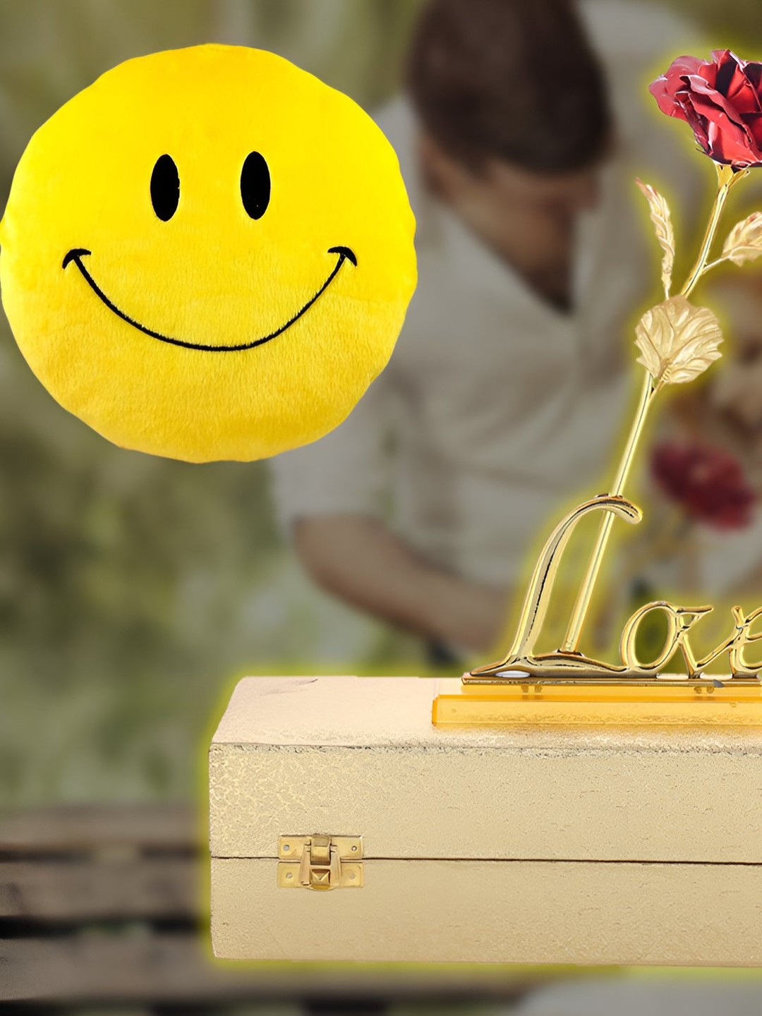 Buy INTERNATIONAL GIFT Pink & Yellow Textured Rose Flower With Teddy ...