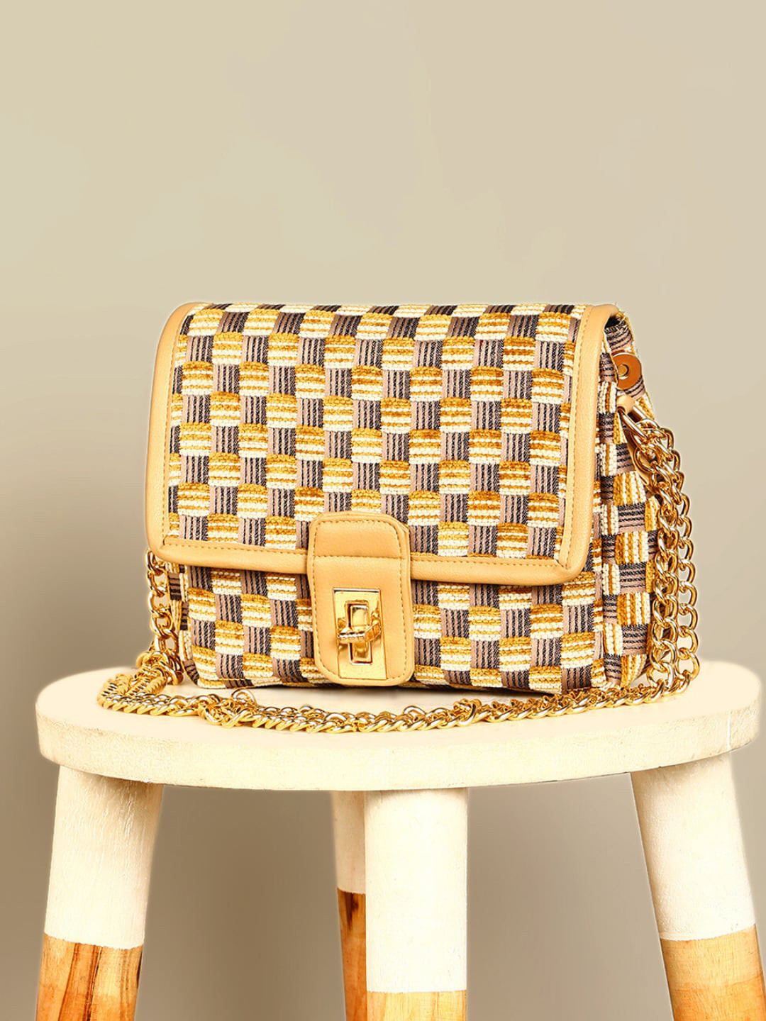 Buy DEEBACO Geometric Self Design Structured Sling Bag - Handbags for ...