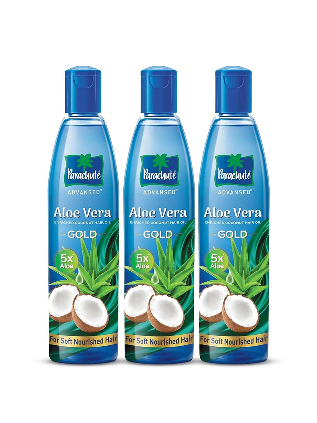 Buy Parachute Set Of 3 Aloe Vera Gold Enriched Coconut Hair Oil With 5x ...