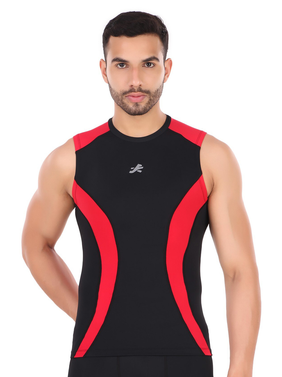 Buy REDESIGN Colourblocked Sleeveless Moisture Wicking Compression Dry ...
