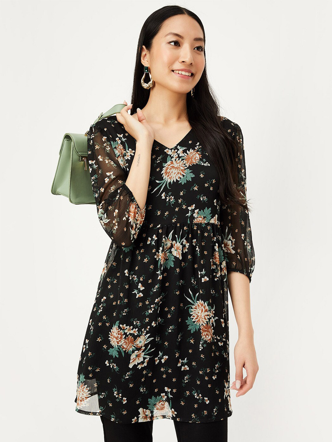 Buy Max Floral Printed V Neck Tunic - Tunics for Women 26079072 | Myntra