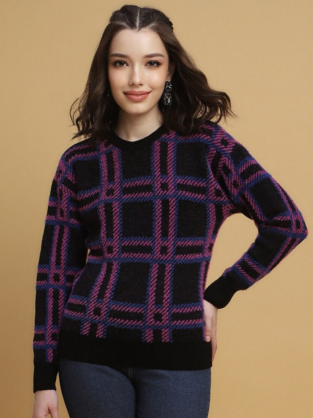 Buy FOREVER 21 Checked Long Sleeves Pullover - Sweaters for Women ...