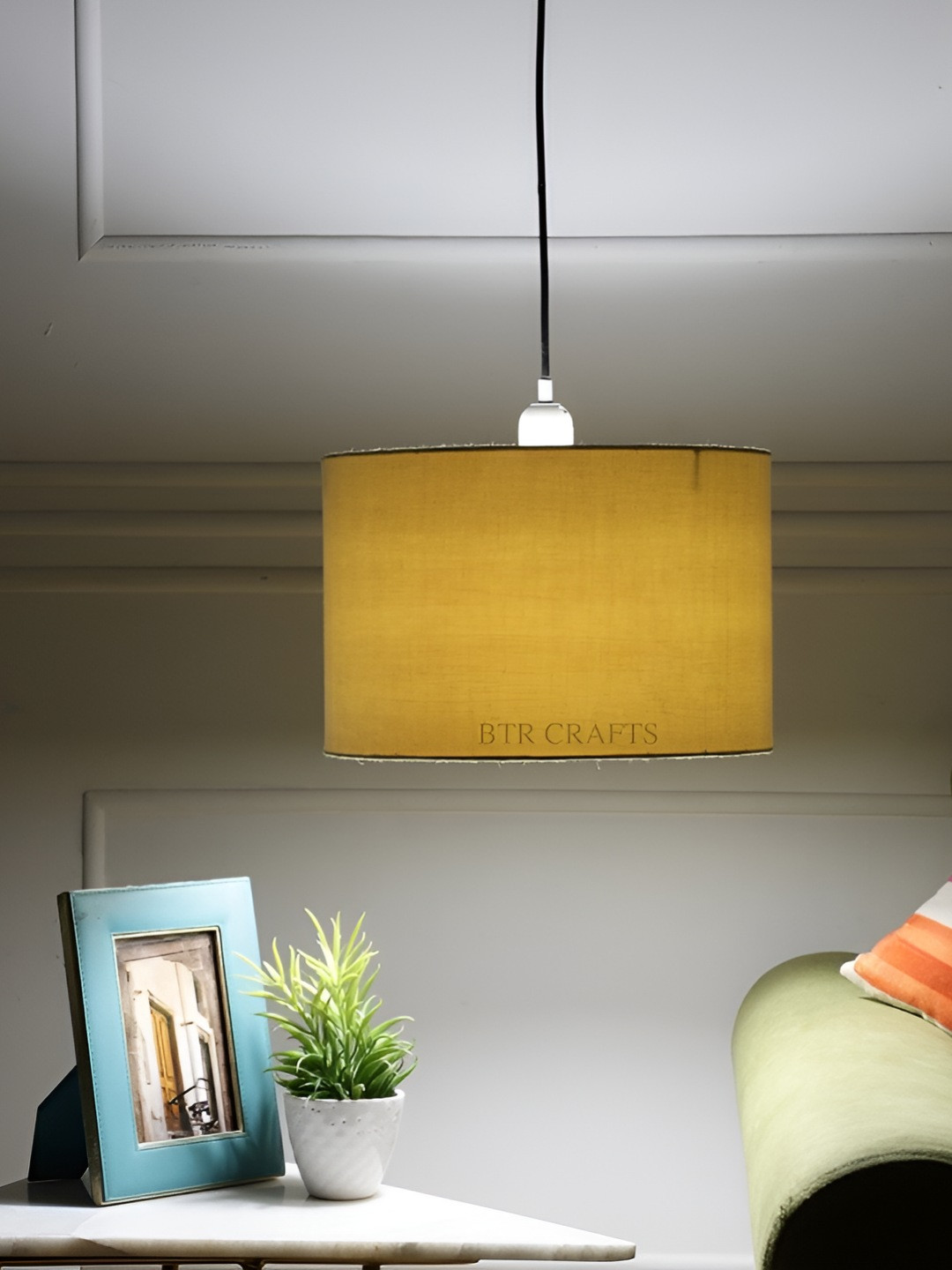 Buy BTR CRAFTS Yellow And Black Hanging Drum Shade Canopy Ceiling Lamp ...