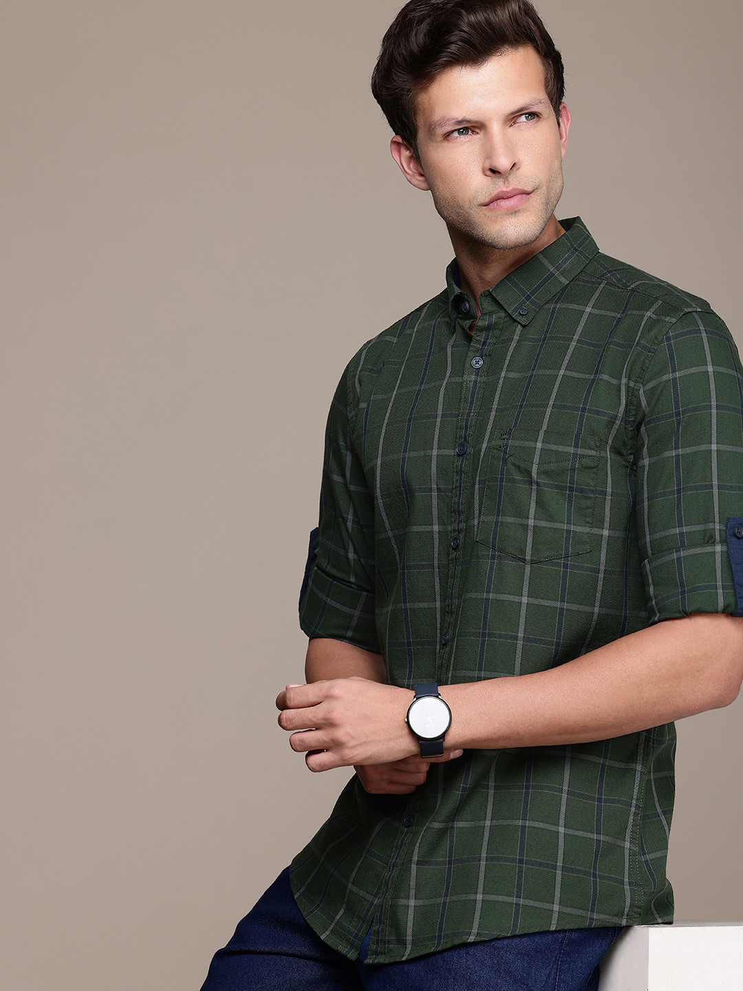 Buy French Connection Pure Cotton Slim Fit Checked Casual Shirt ...