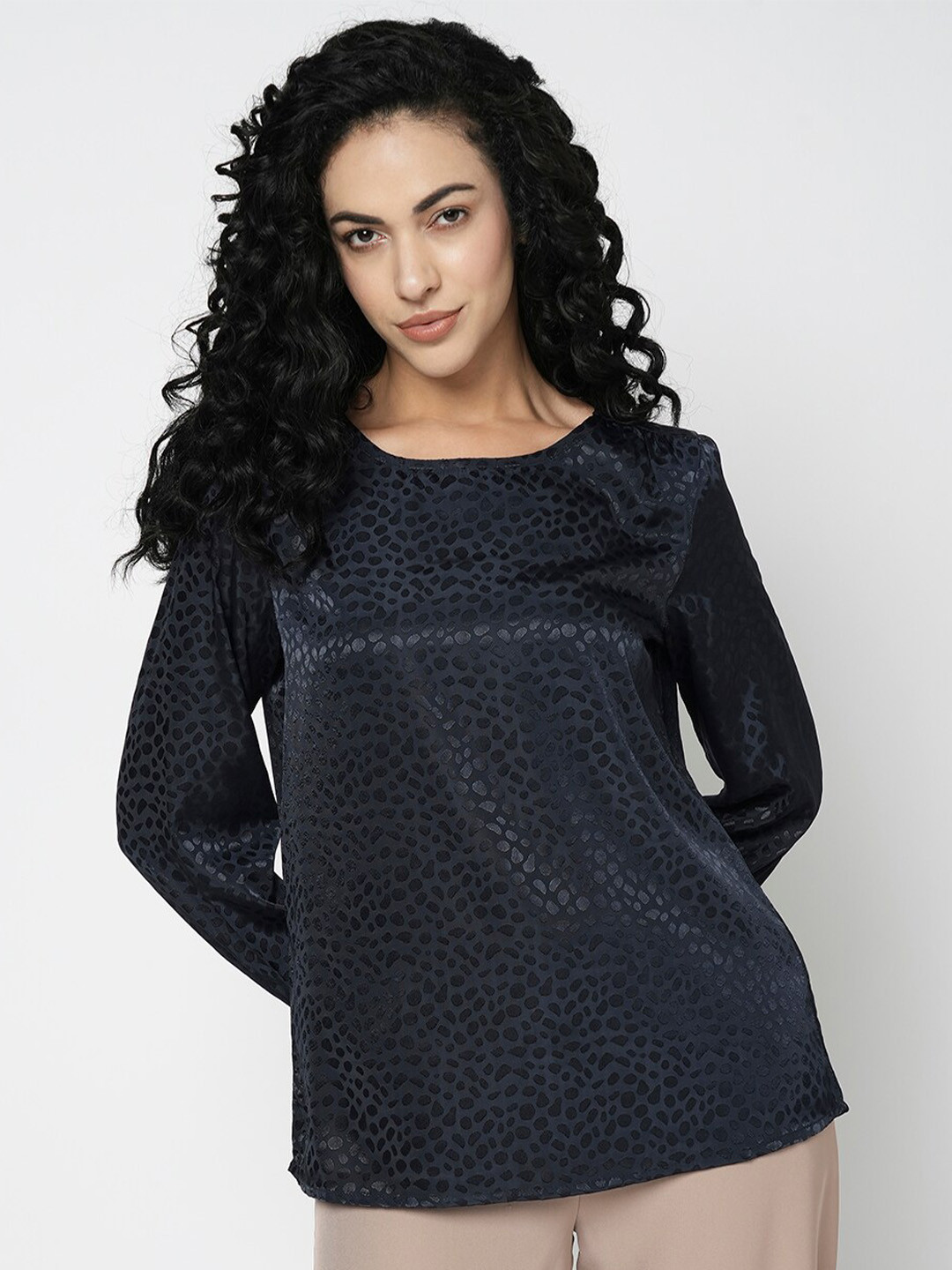 Buy Vero Moda Animal Printed Cuffed Sleeves Sheen Top - Tops for Women ...