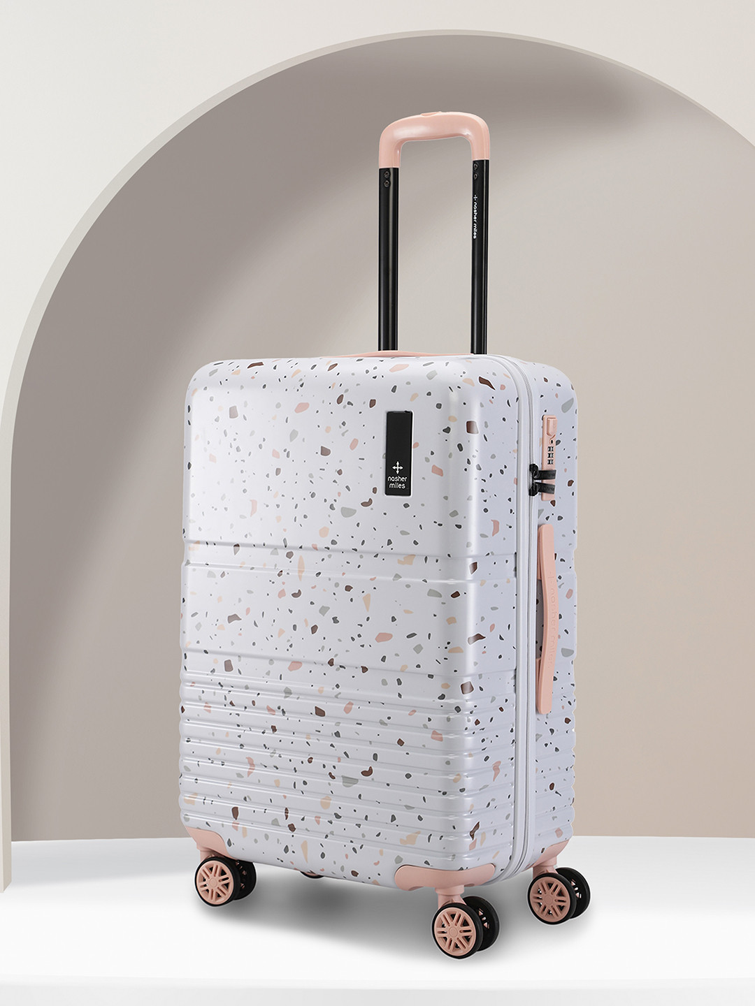 Buy Nasher Miles Terrazzo Polycarbonate Medium Pink Trolley Bag 24 Inch ...