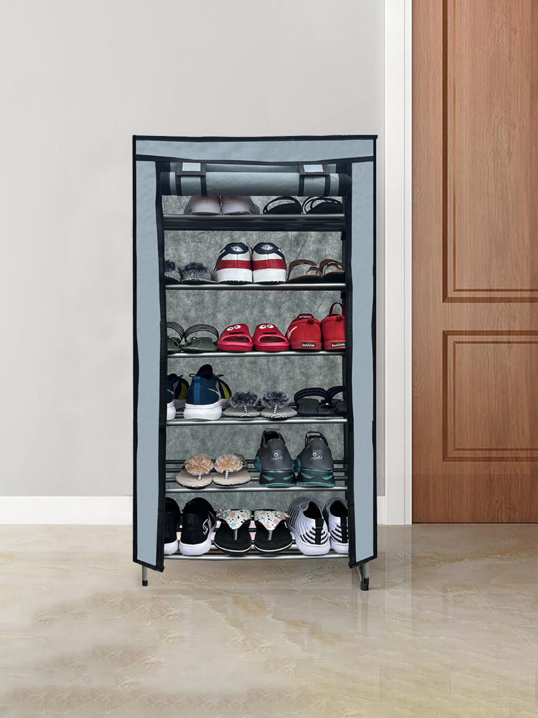 Buy Urban Choice Grey& Black 6 Tier Rectangle Metal Shelf Racks - Racks ...