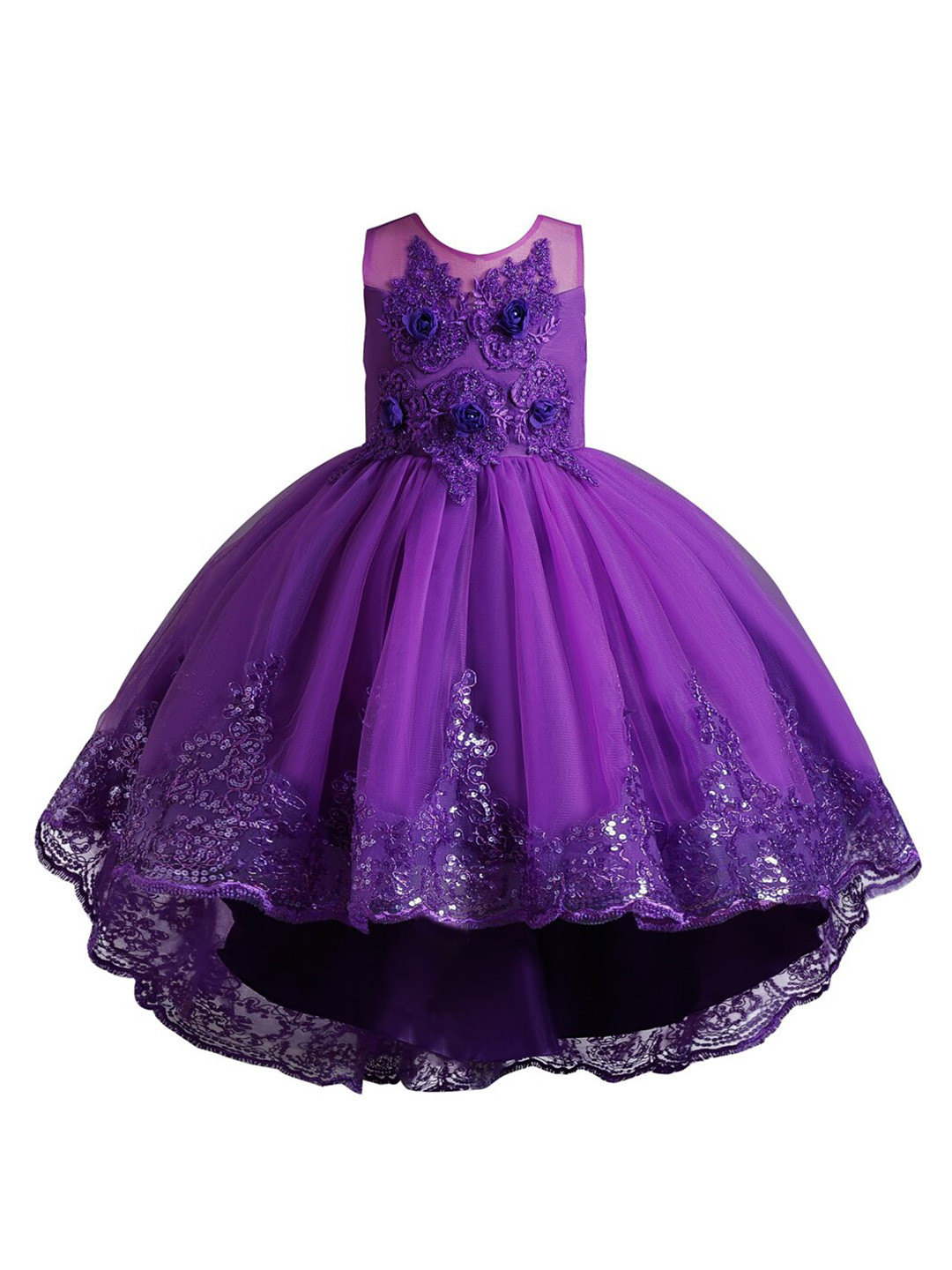 Buy StyleCast Girls Purple Floral Embroidered Fit And Flare Maxi Dress ...