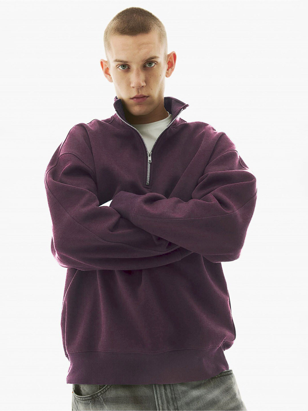 Buy MISCHIEF MONKEY Mock Collar Fleece Pullover - Sweatshirts for Men ...