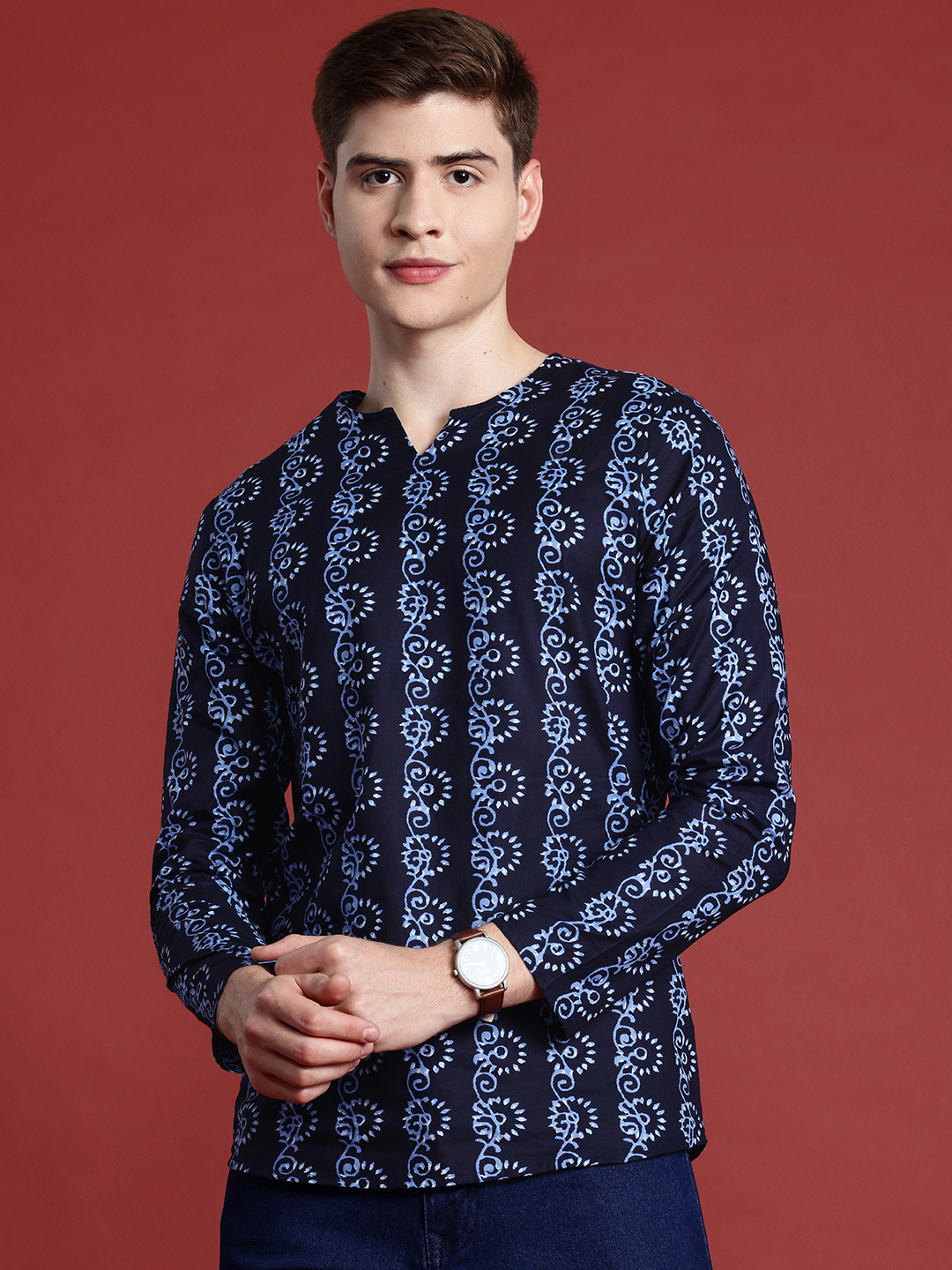 Buy Anouk Pure Cotton Ethnic Motifs Printed A Line Kurta - Kurtas for ...