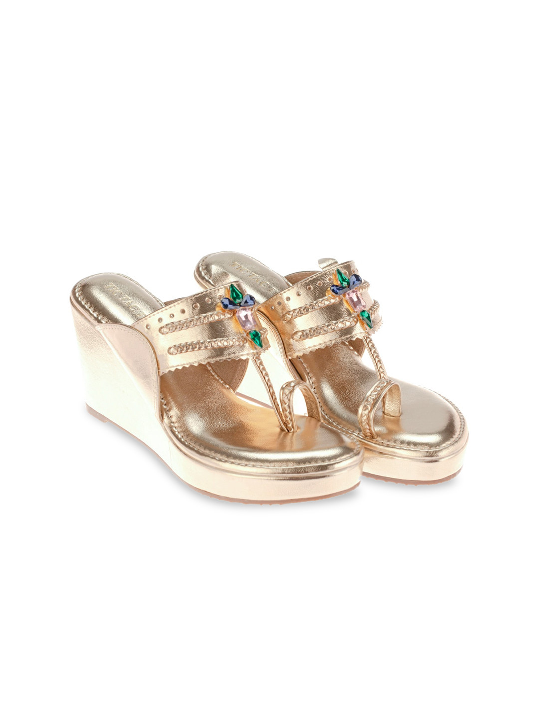 Buy TIC TAC TOE Ethnic Textured Braided One Toe Wedges - Heels for ...