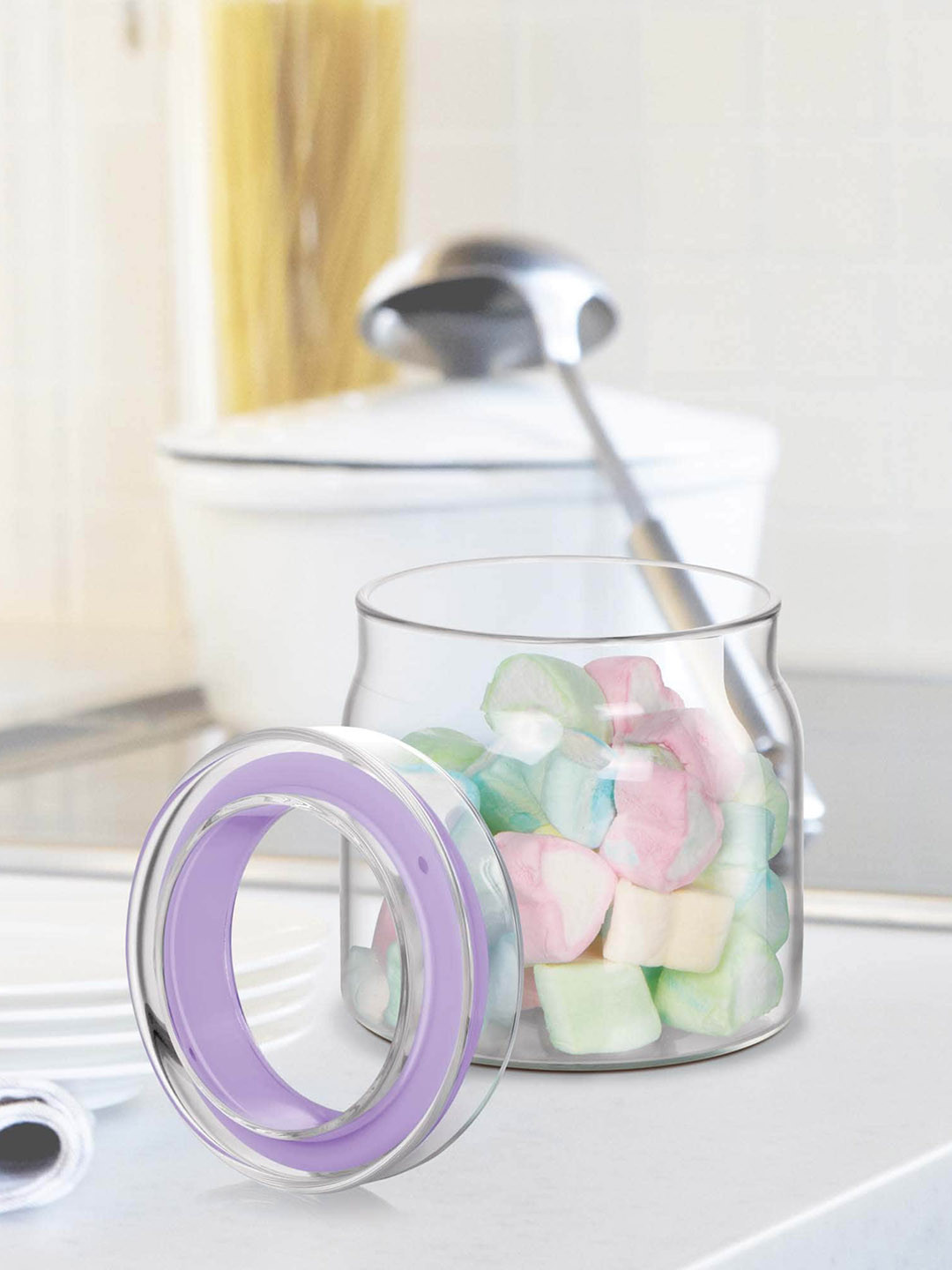 Buy Treo Alin Lavender & Transparent Glass 2 Pieces Mircowave Safe Jar ...