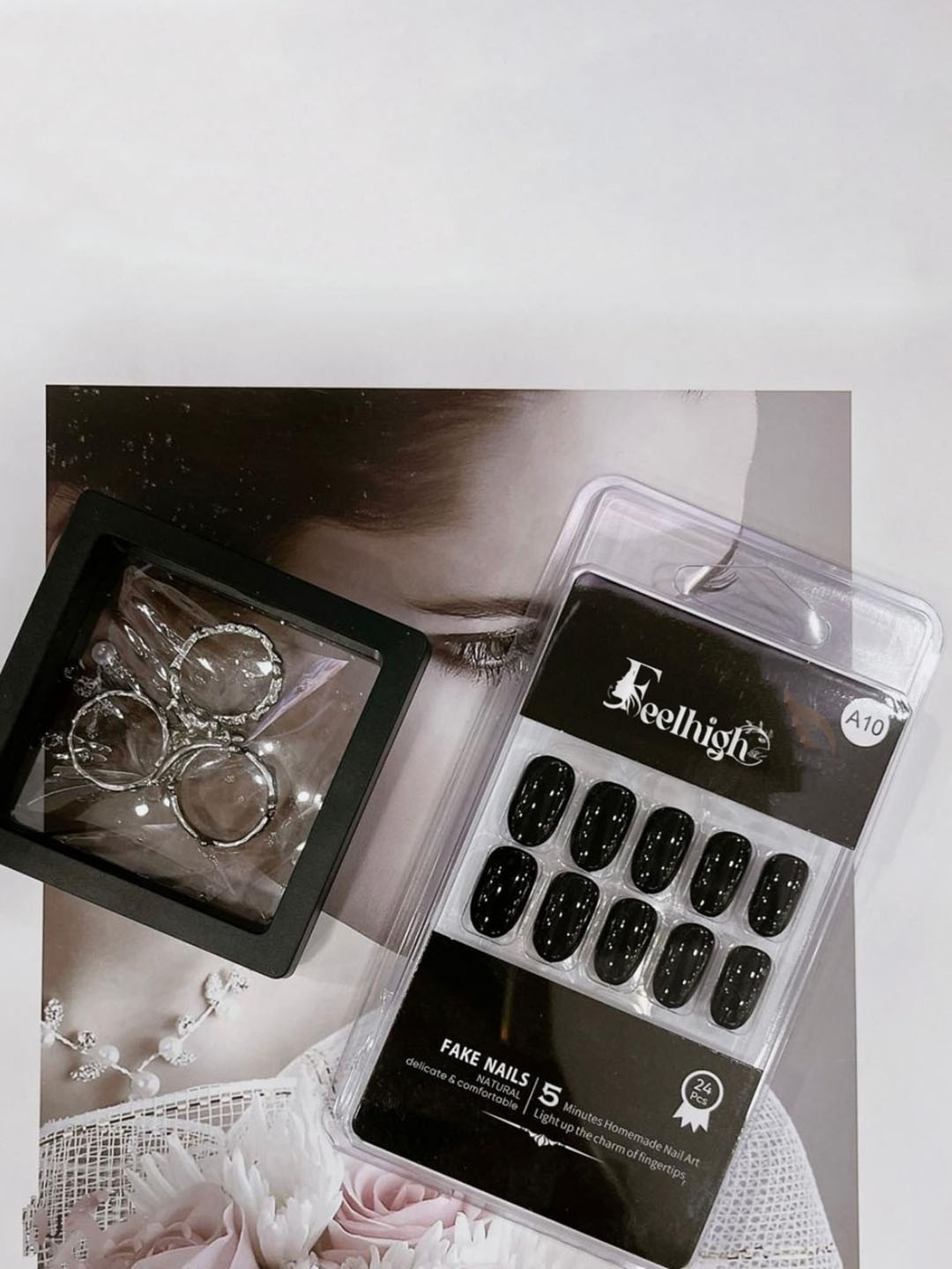 Buy FEELHIGH 24 Pcs Stick On Reusable Waterproof Press On Nails A10 ...