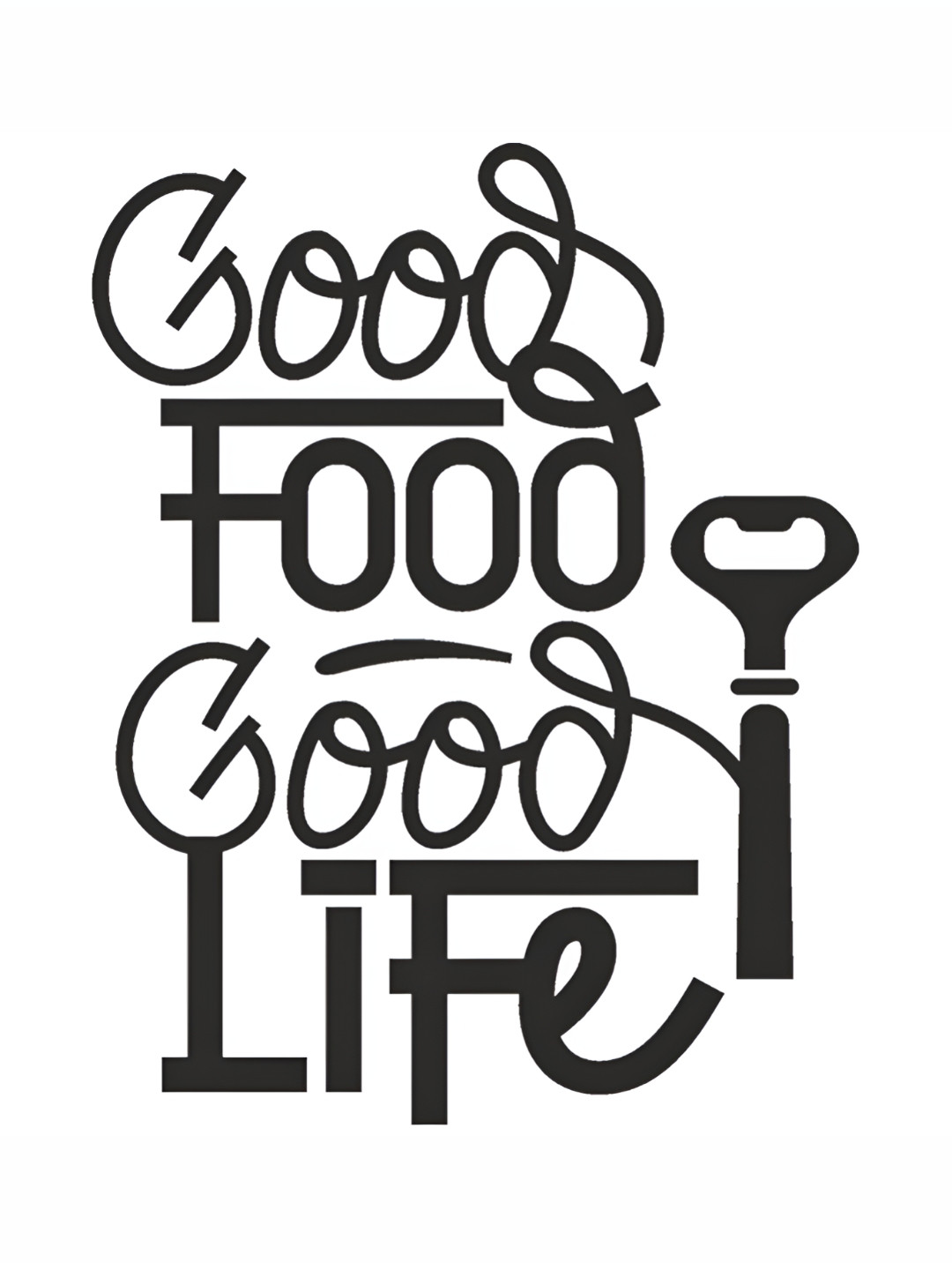 Buy CVANU Black Good Food Good Life Quote Printed Kitchen Wall Paper ...