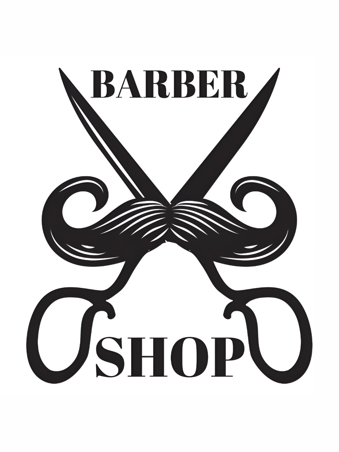 Buy CVANU Black Barber Shop Scissor Design Printed Self Adhesive Wall ...