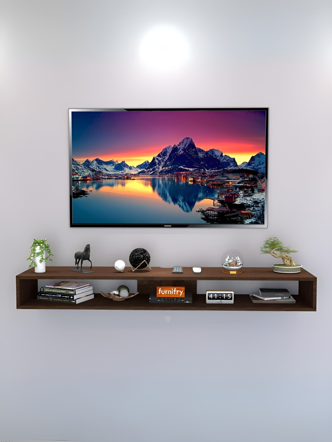 Buy Furnifry Brown Wooden Basic Wall Shelf - TV Entertainment Unit for ...