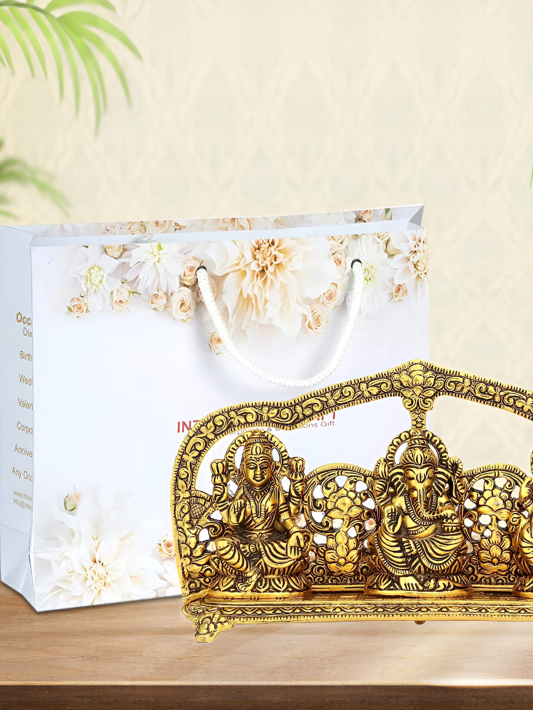 Buy INTERNATIONAL GIFT Gold Toned Religious Brass Laxmi Ganesh ...