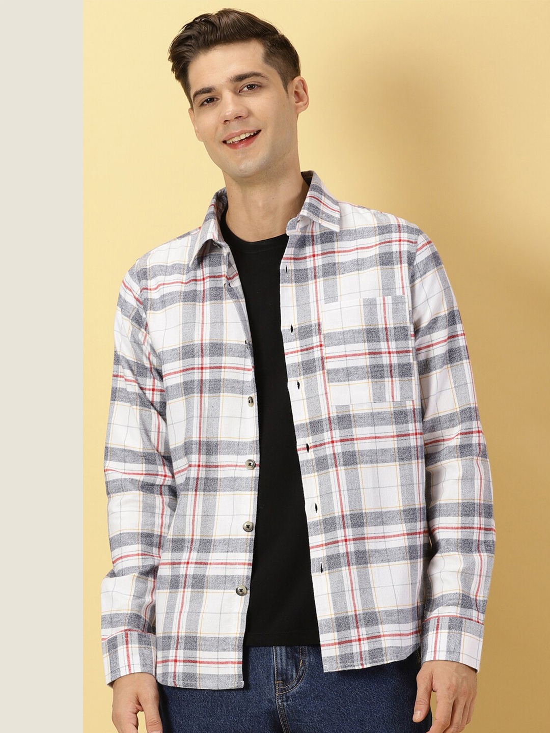 Buy Thomas Scott Classic Slim Fit Tartan Opaque Checked Pure Cotton