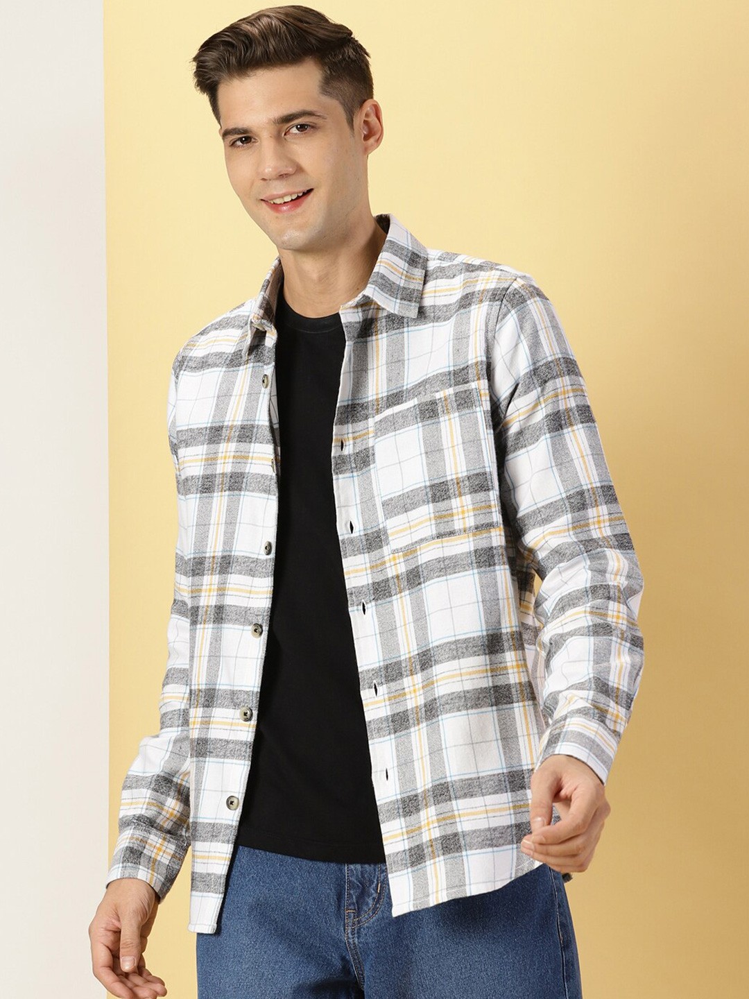 Buy Thomas Scott Classic Slim Fit Tartan Opaque Checked Pure Cotton