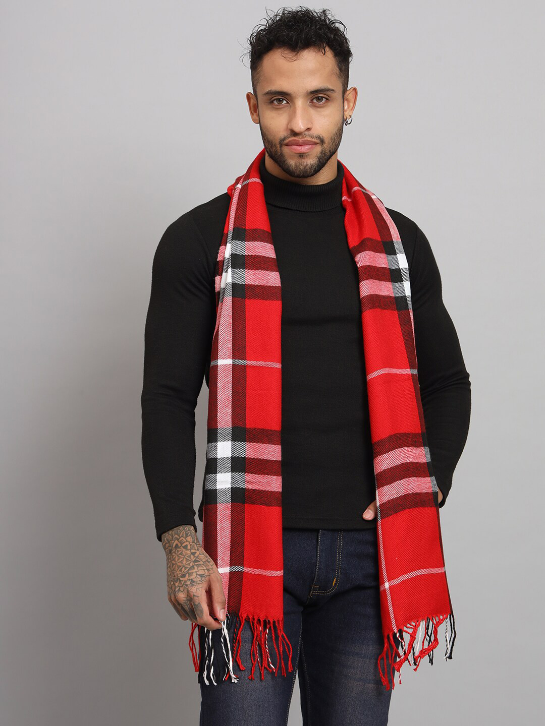 Buy HANDICRAFT PALACE Checked Reversible Woollen Mufflers - Mufflers ...