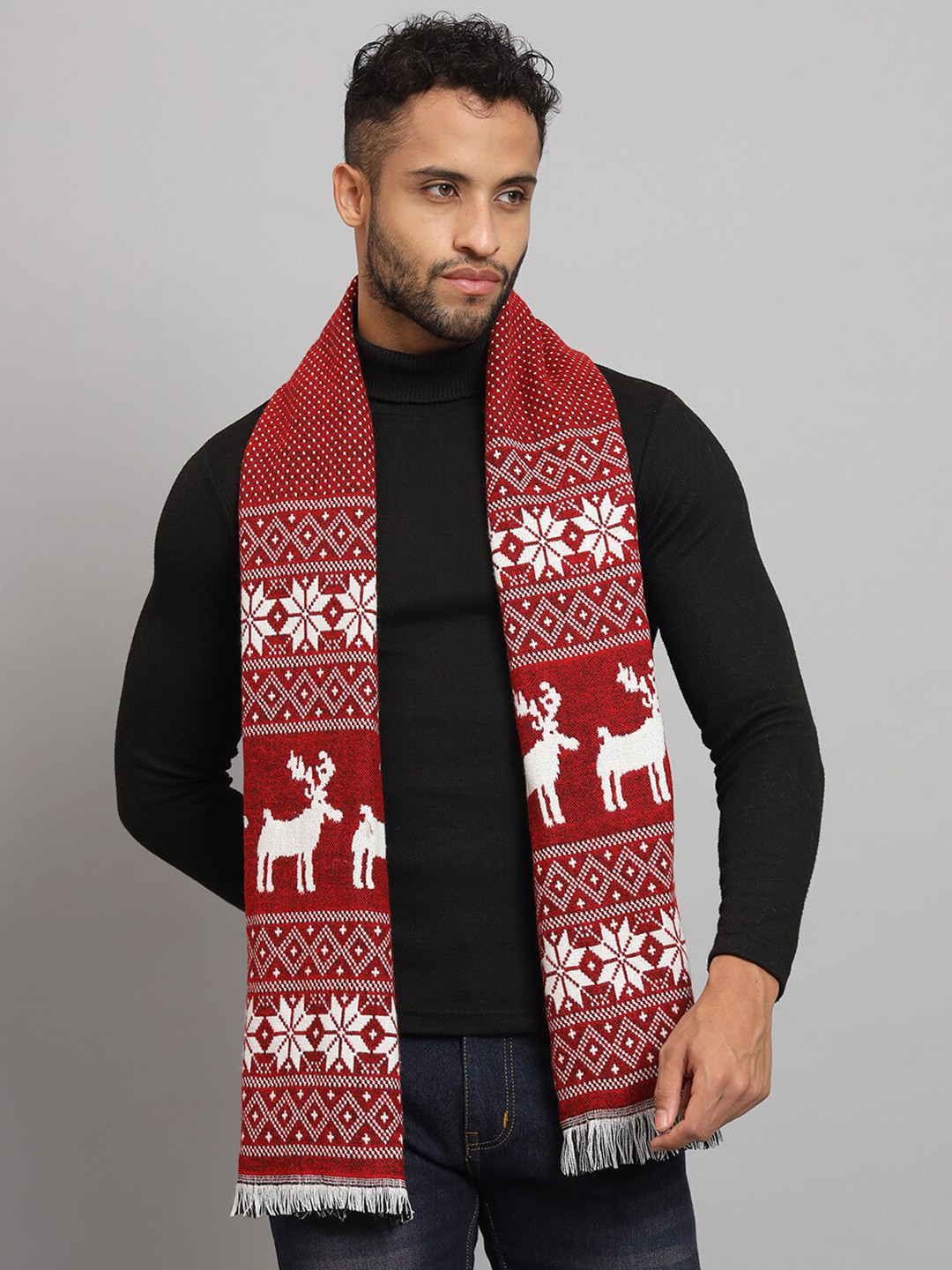 Buy HANDICRAFT PALACE Self Design Reversible Woollen Mufflers ...