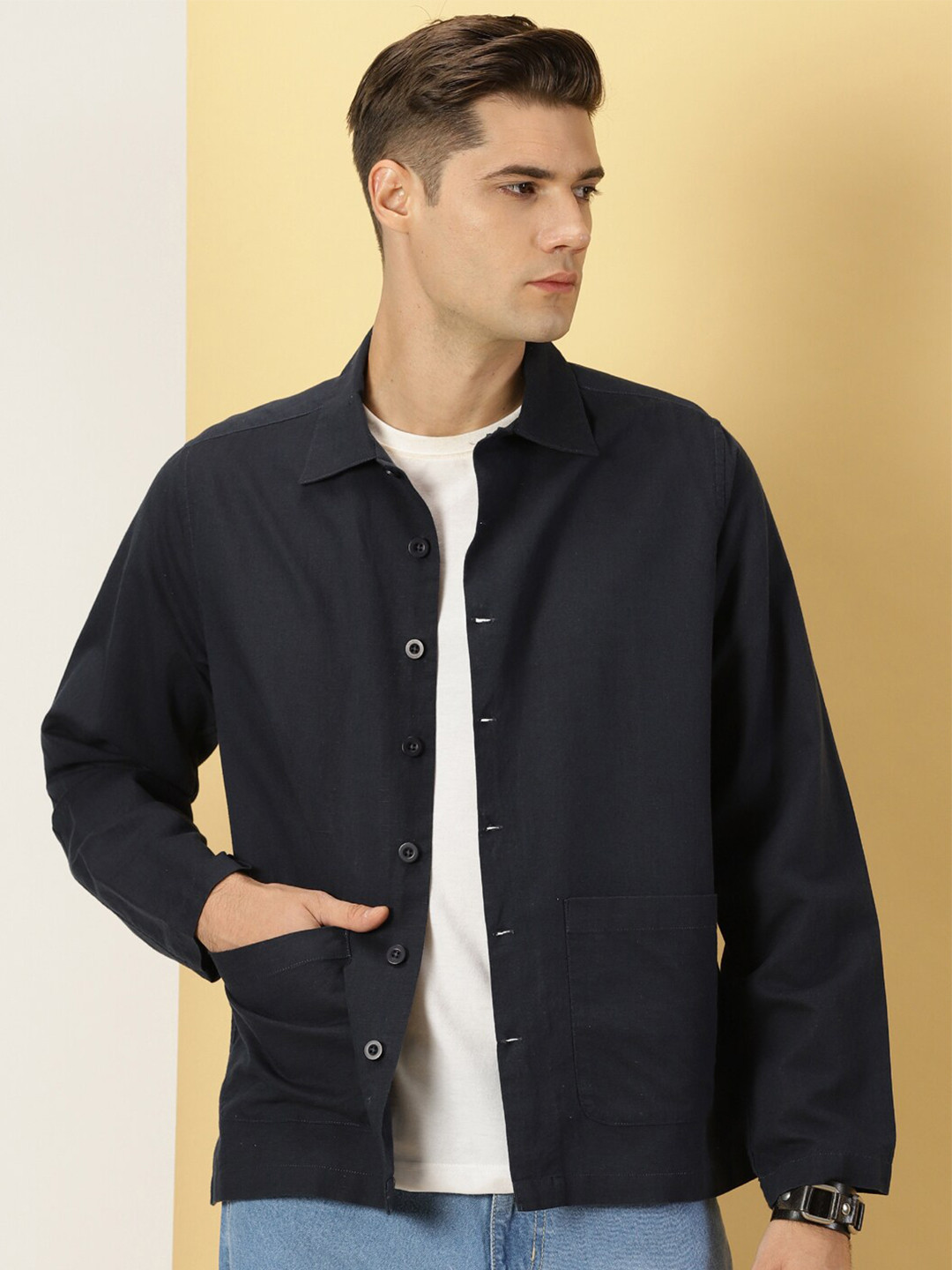 Buy Thomas Scott Modern Fit Oversized Cotton Linen Casual Shirt ...