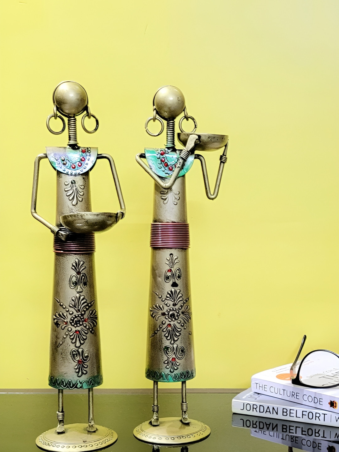 Buy Kittens Gold Toned & Blue 2 Pieces Metal Figurine Large Showpiece ...