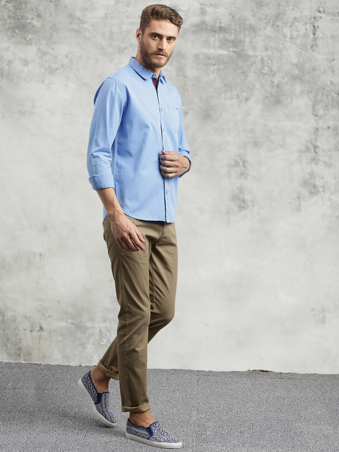 Buy Breakbounce Men Blue Slim Fit Solid Casual Shirt - Shirts for Men ...