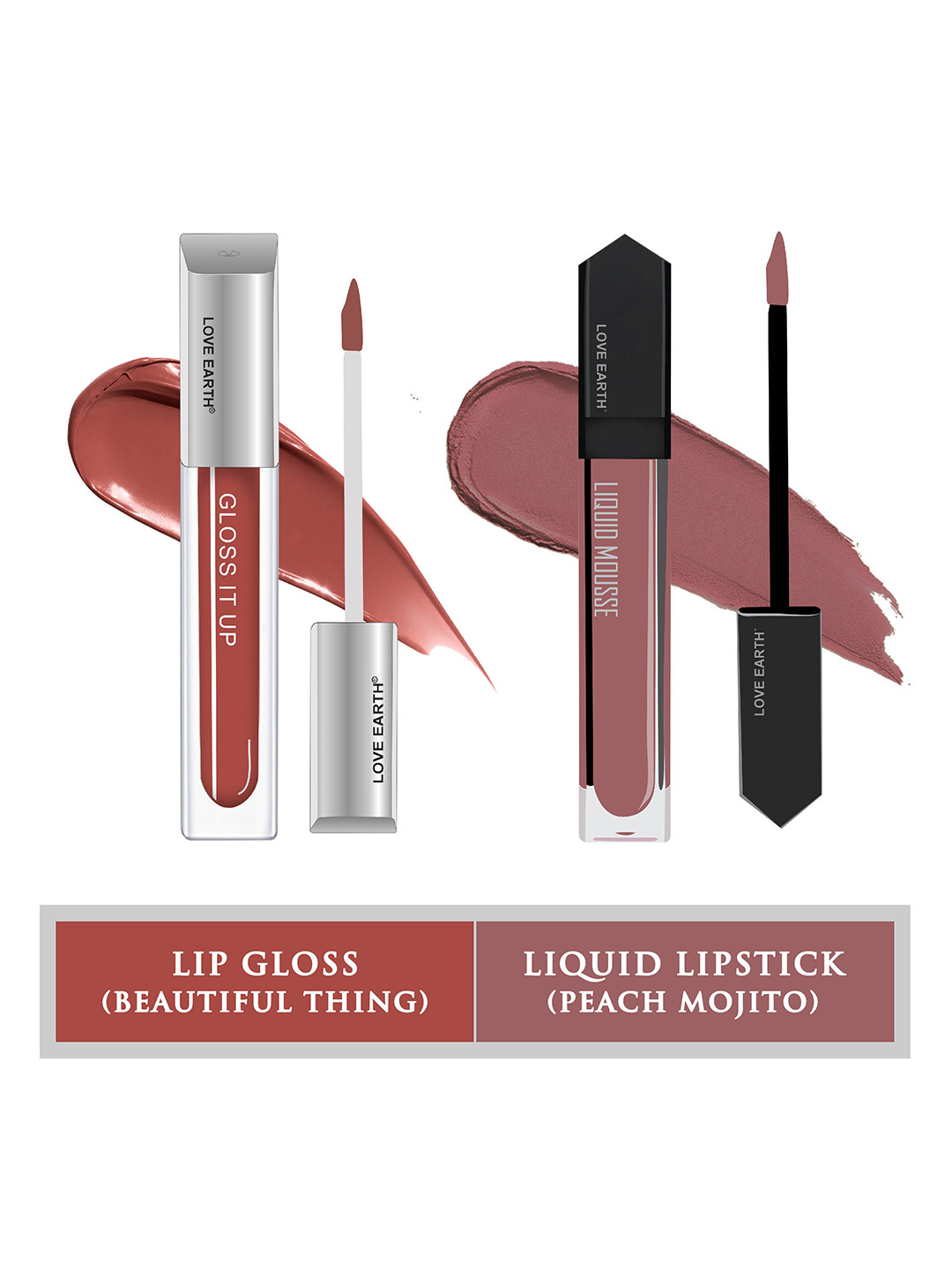 Buy LOVE EARTH 2 Pcs Mousse Lipstick & Gloss It Up Lip Gloss Peach ...