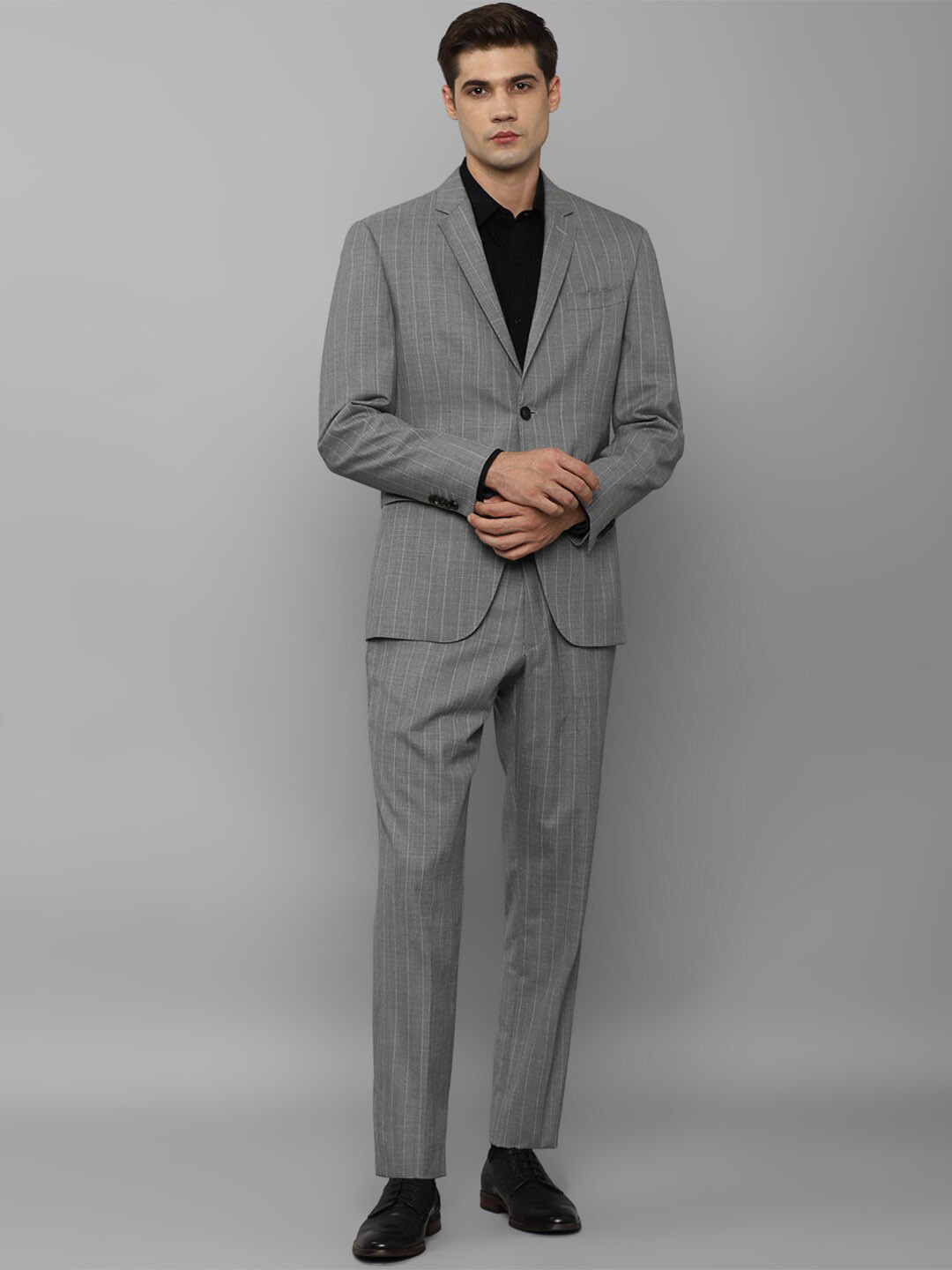 Buy Luxure By Louis Philippe 2 Piece Striped Single Breasted Pure ...