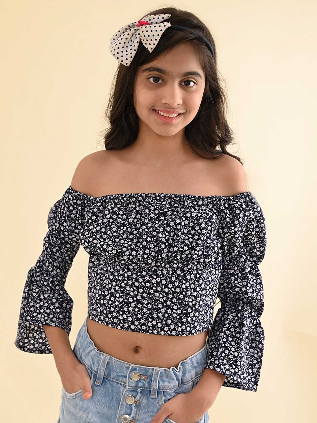 Buy BAESD Floral Printed Off Shoulder Bardot Crop Top - Tops for Girls ...