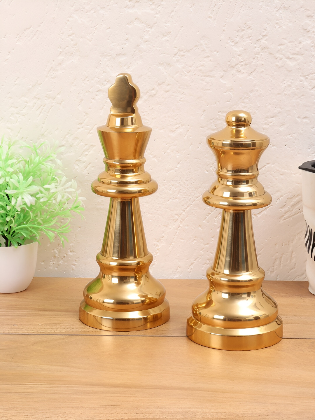 Buy Decor De Maison Gold Toned 2 Pieces Chess Set King Queen Oversize ...