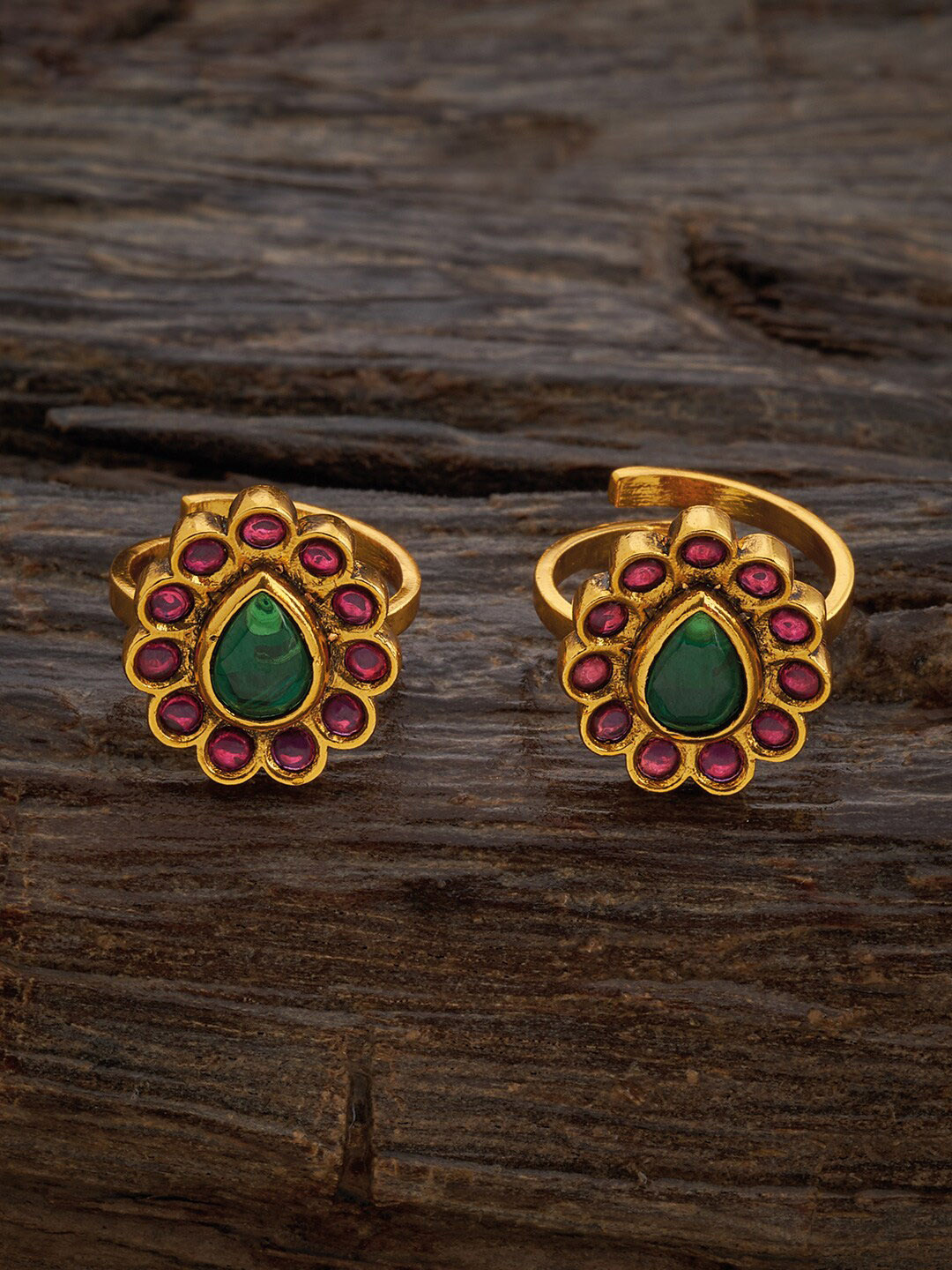 Buy Kushal's Fashion Jewellery Set Of 2 Gold Plated Ruby Stone Studded ...