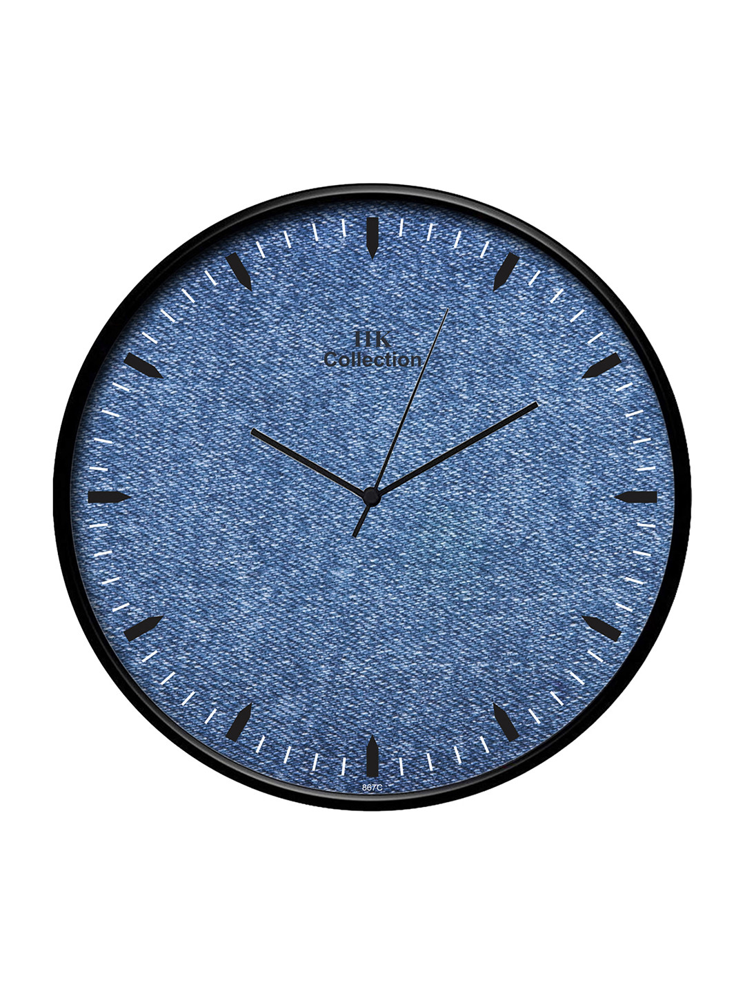 Buy IIK COLLECTION Black & Blue Textured Round Shaped Contemporary Wall Clock - Clocks for ...