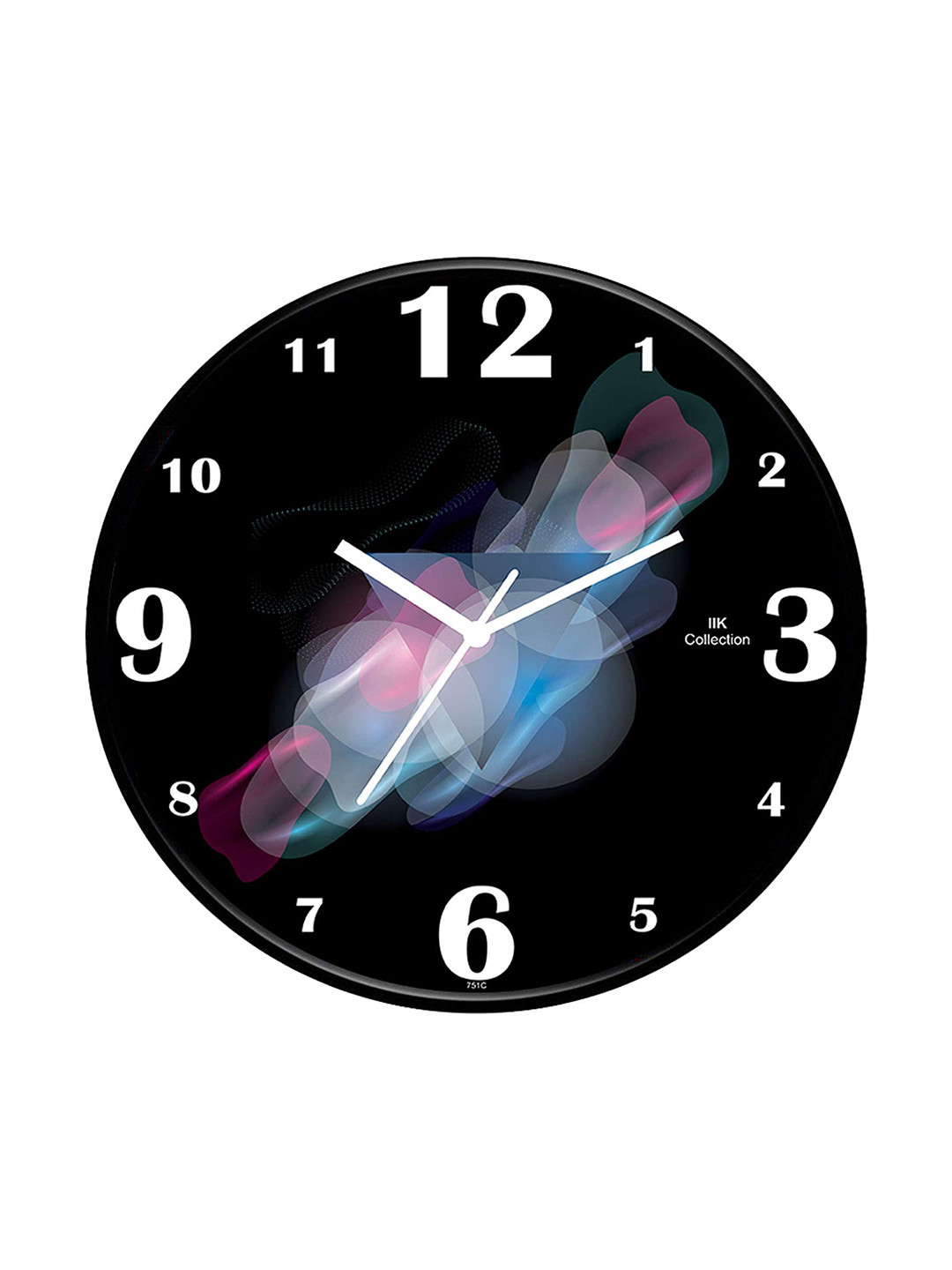 Buy IIK COLLECTION Black & Blue Printed Round Contemporary Wall Clock ...
