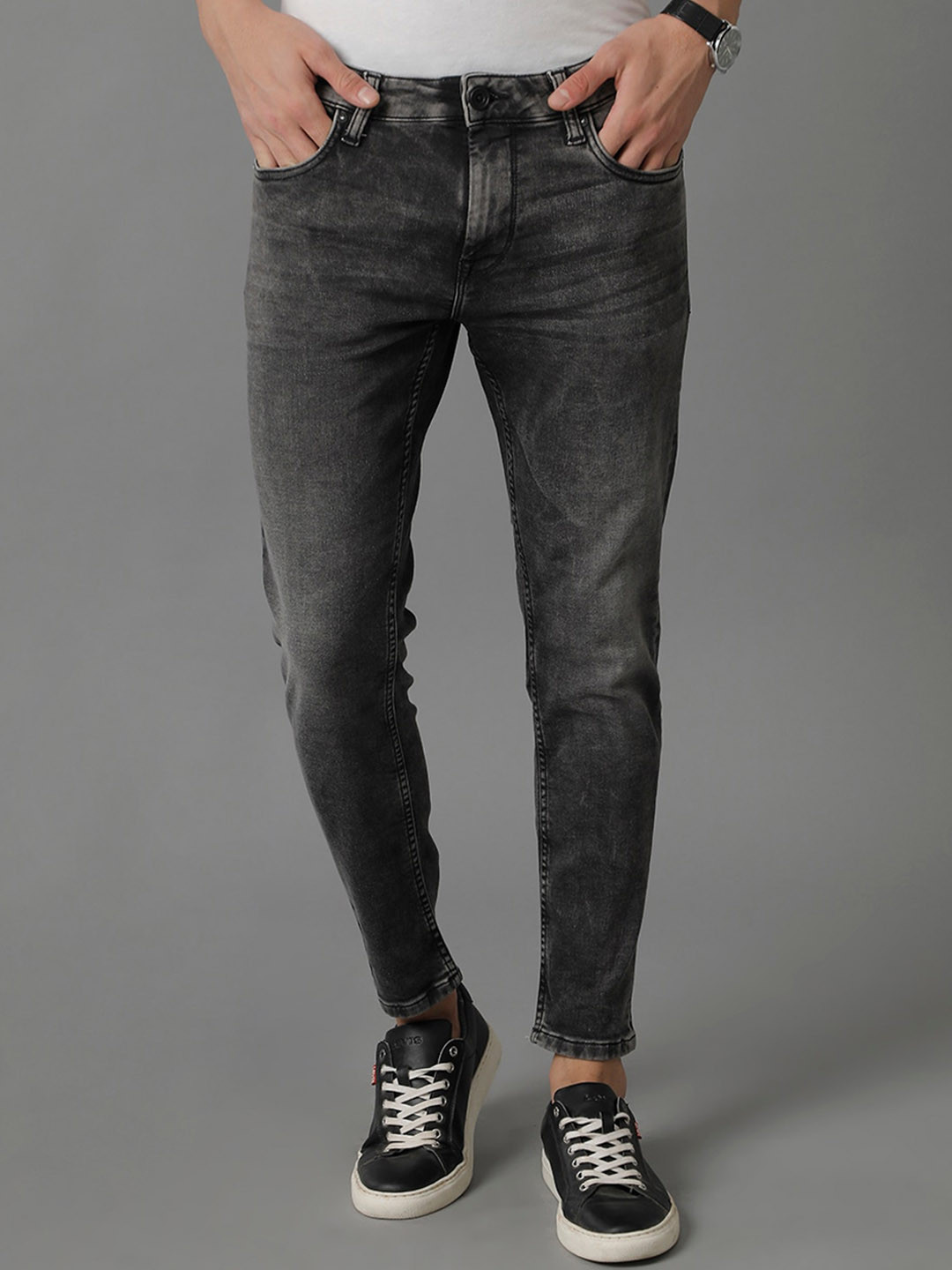 Buy Voi Jeans Men Skinny Fit Mid Rise Clean Look Light Fade Stretchable ...