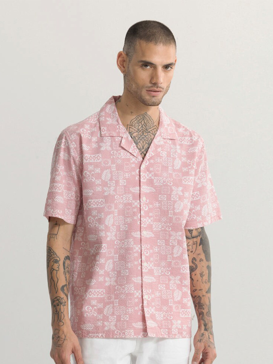 Buy Snitch Pink Classic Ethnic Printed Cotton Casual Shirt - Shirts for ...