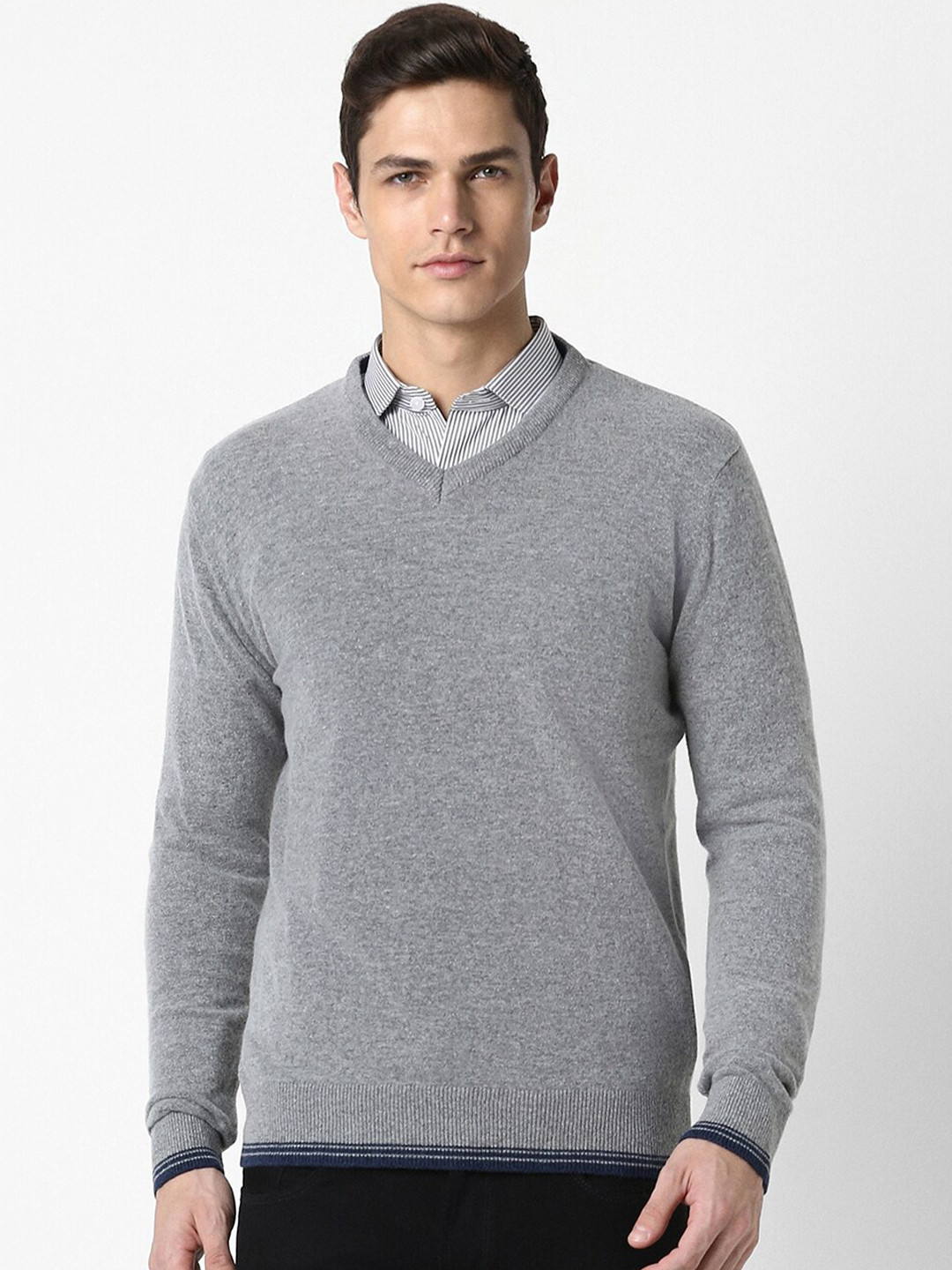 Buy Peter England Casuals V Neck Long Sleeves Pullover Sweater ...