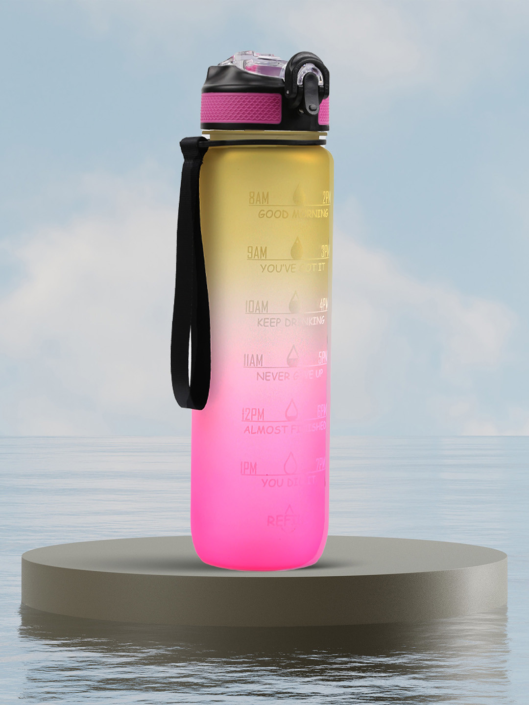 Buy Solara Motivational Sipper Water Bottle, Yellow Pink 1Liter - Water ...