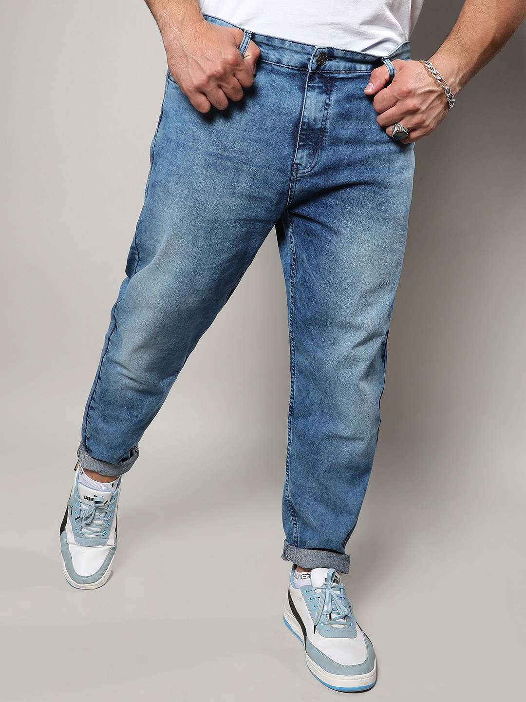 Buy Instafab Plus Men Jean Clean Look Relaxed Fit Light Fade ...