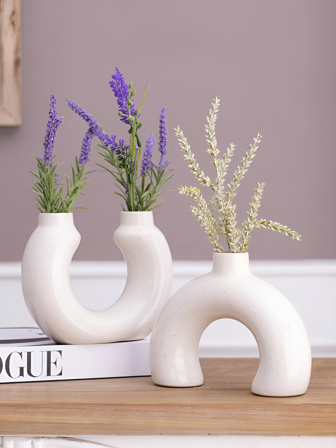 Buy The Decor Lane Modern Decorative Off White 2 Pieces Ceramic Flower ...