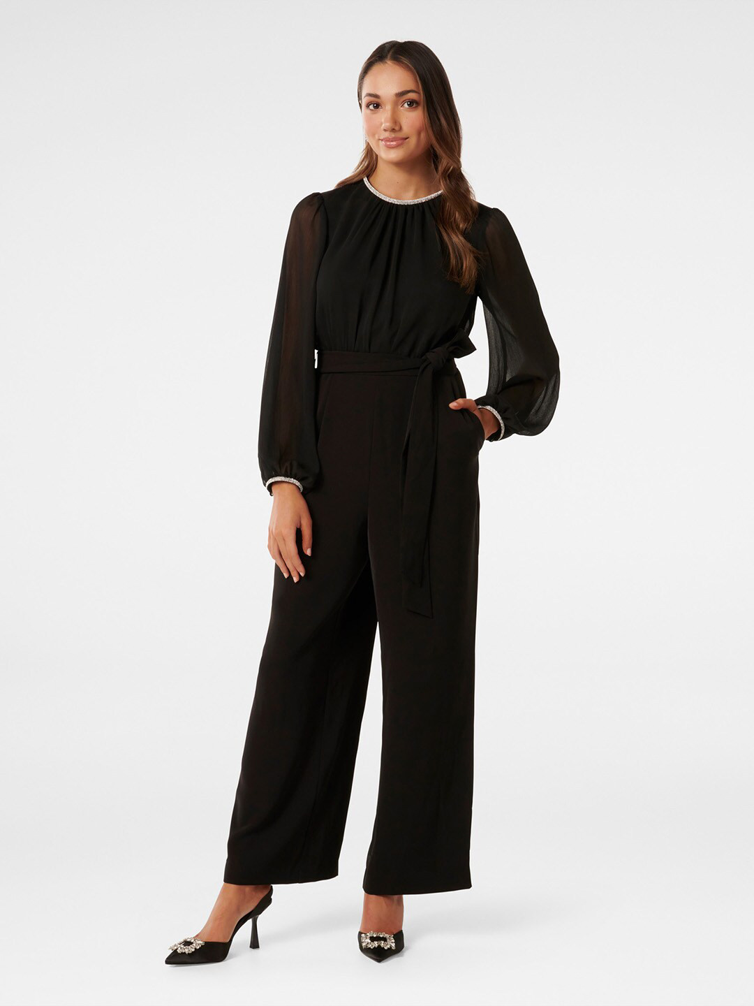 Buy Forever New Black Basic Jumpsuit - Jumpsuit for Women 26156242 | Myntra