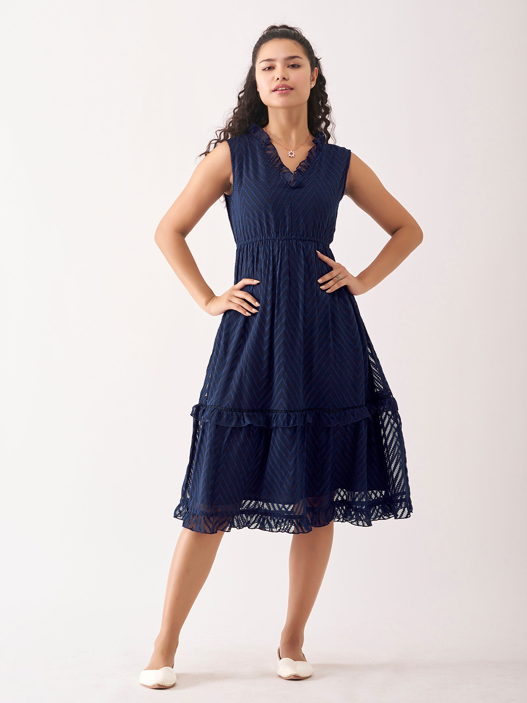 Buy Aask Self Design Fit Flare Dress Dresses For Women 26157890