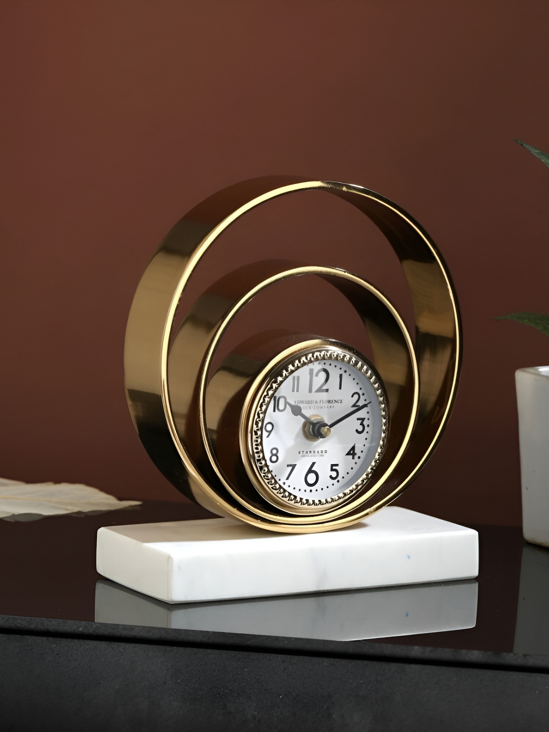 Buy Decor De Maison Gold Toned Rings Of Saturn Table Clock - Clocks for ...